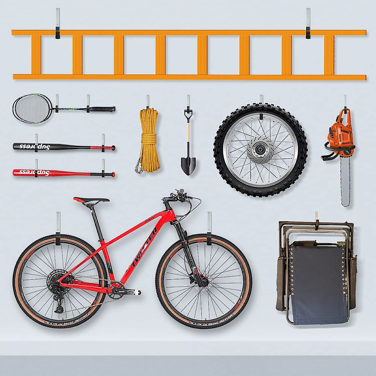 PYBTOOL Metal Utility Hooks Heavy Duty, Garage Wall Storage Hooks, Ladder Hooks, Wall Mount Steel Hooks for Garage, Garden, Tools Storage, Multi-Size(6 Pack)