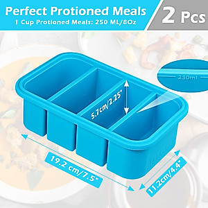 Webake 1 Cup Silicone Freezer Molds with Lids 2 Pack, Easy Release Soup Freezing Containers, Perfect for Meal Prep, Fruits, Soup, Food Storage, Broth, Leftovers