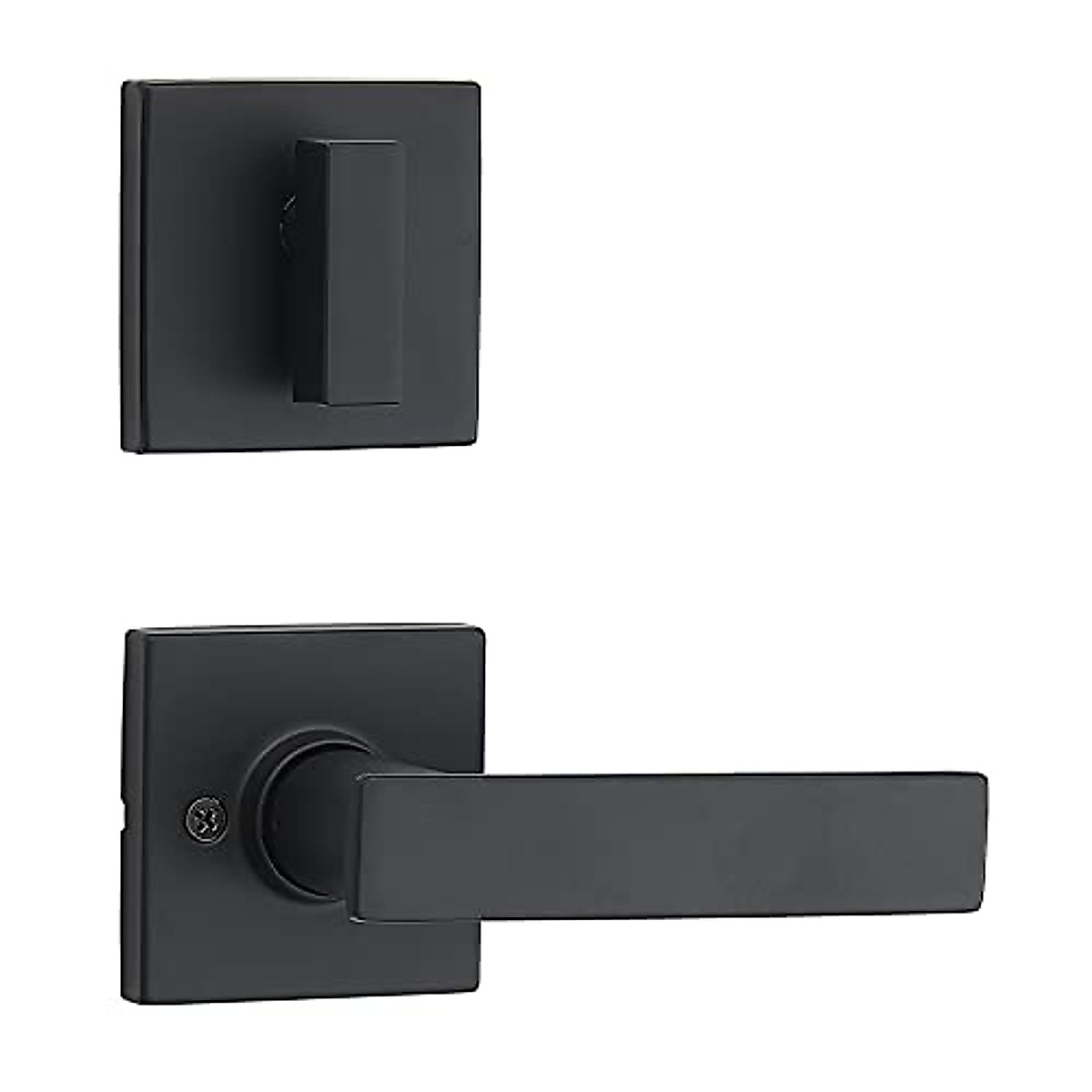 Amazon Basics Contemporary Single Cylinder Door Handleset with Stamford Lever, 64.3mmH Upper 294.5mmH lower, Matte Black