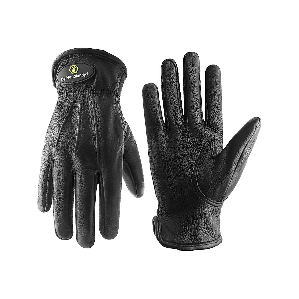 HLDD HANDLANDU Deerskin Leather Work Gloves for Men Women, Utility Heavy Duty Welding Work Gloves, Rigger Driver Yardwork Gardening Gloves