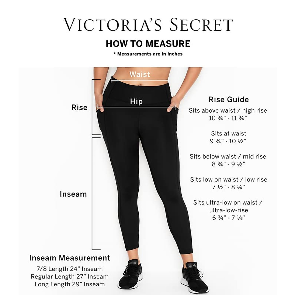 Victoria's Secret Essential High Rise Pocket Women's Performance Leggings, Black, Regular Length, 8