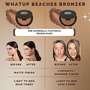Elizabeth Mott Whatup Beaches Bronzer Face Powder Contour Kit - Vegan and Cruelty Free Facial Compact Bronzing Powder for Contouring and Sun Kissed Makeup Finish - Matte shade (10g)