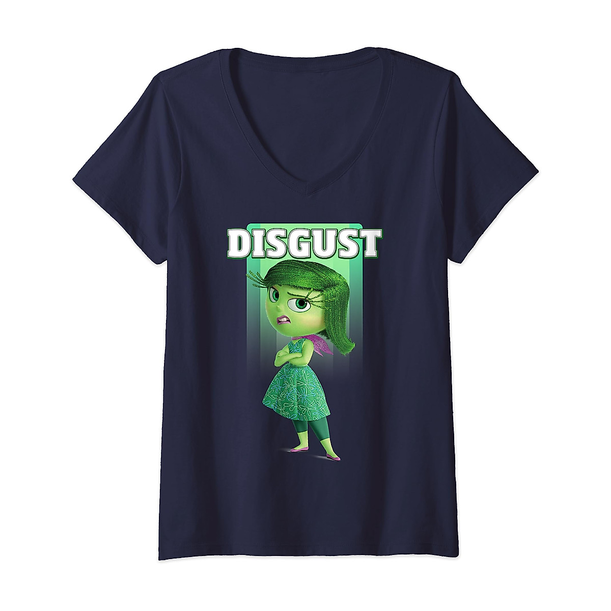 Womens Disney Inside Out Disgust Portrait V-Neck T-Shirt