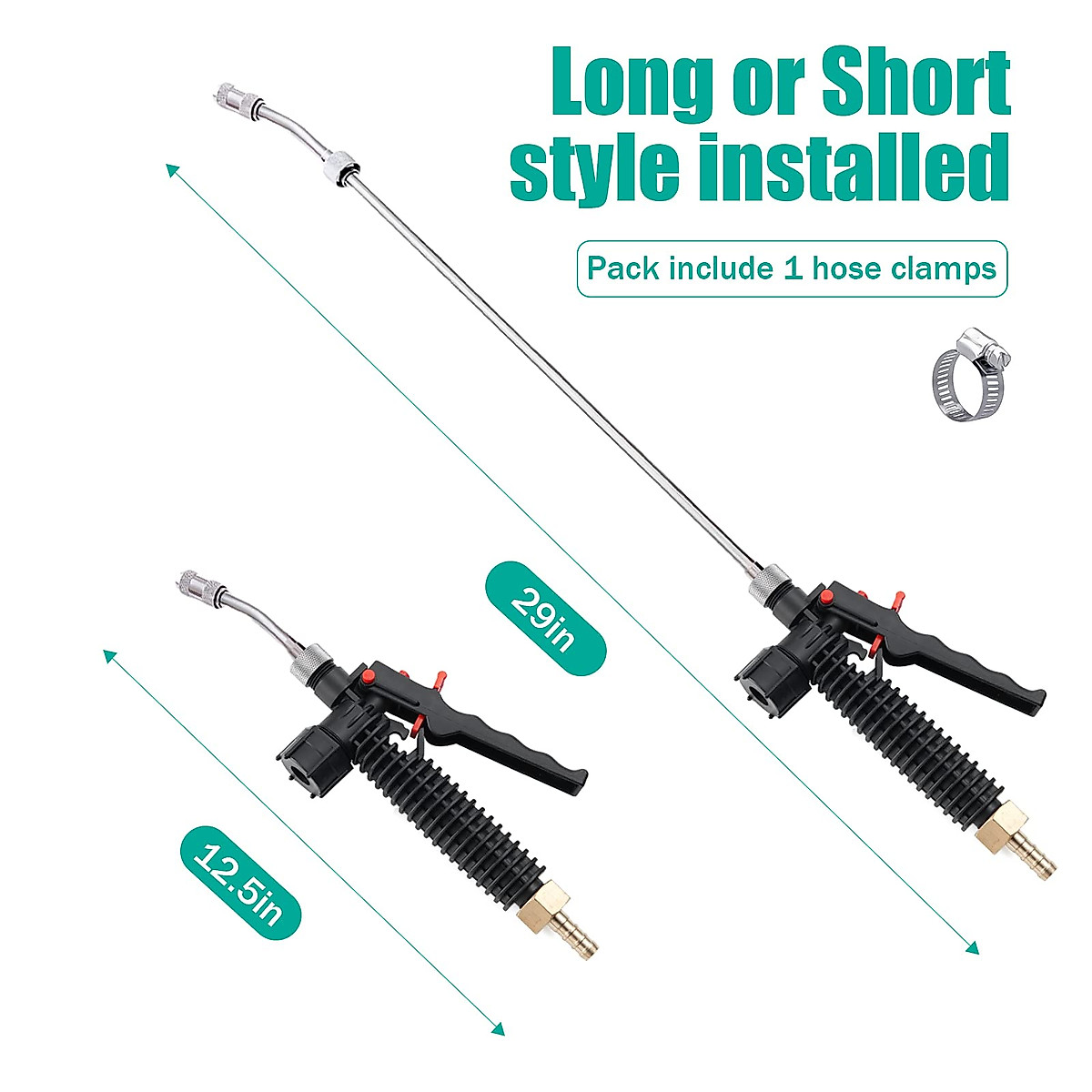 29 Inches Sprayer Wand,Adjustable Universal Sprayer Wand with 3/8" Brass Barb, Stainless Steel Replacement Sprayer Wand with Shut off Valve (3/8" Barb Sprayer Wand)