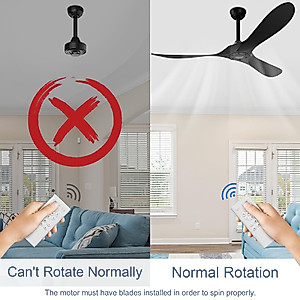 alescu Outdoor Ceiling Fan 60" with Remote Control,Modern Reversible DC Motor for Patio Bedroom Living Room Outdoor Ceiling Fans Black