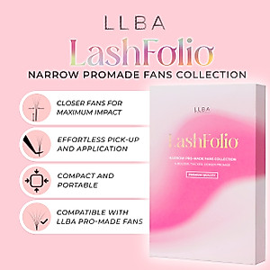 LLBA LashFolio Narrow Promade Fans | Handmade Volume Eyelashes | Multi Selections 5D~10D | C CC D Curl | Thickness 0.03~0.07mm | 8-15mm Length | Long Lasting & Easy Application (10D-0.03 D 8mm-15mm)