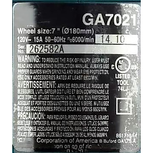 GA7021, Carbon Motor Brushes Suitable for 7" Angle Grinder 180mm 15A 120V 2200W 60Hz n6600/min 4Pcs