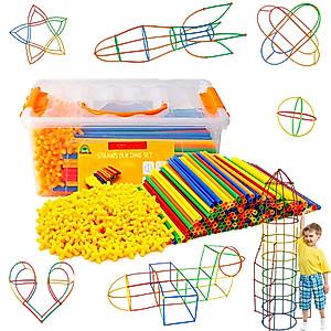 Straw Constructor STEM Building Toys 800 pcs-Colorful Interlocking Plastic Enginnering Toys- Fun- Educational- Safe for Kids- Develops Motor Skills-Construction Blocks- Best Gift for Boys and Girls