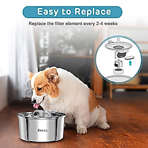 BLUZZO Cat Water Fountain Filters, 4PCS Carbon Filters & 4PCS Pre-Filter Sponges, Pet Water Fountain Filters for 3.2L/108oz Stainless Steel Cat Water Fountain Dog Water Fountain