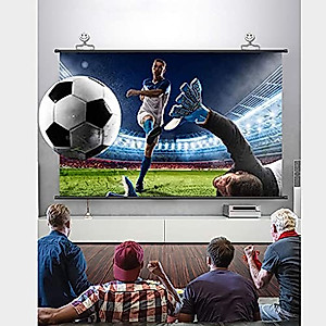 FMOGE 120 Inch Projection Screen,16:9 HD,Anti-Crease Portable Projector Movies Screen,Borderless,Punch-Free,Wall-Mounted,for Home Theater Outdoor Indoor