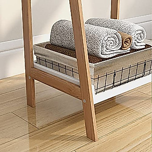 Ladder Shelf, Plant Shelf, Display Shelf, Storage Shelf, Living Room Decor and Accessories, Bamboo Bookshelf, 4 Tier Shelf for Living Room, Bedroom, Kitchen, Rust Resistance, Easy Assembly, White