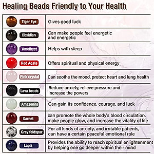 tchrules 463pcs Crystal Beads Kit for Jewelry Making, Natural Stone Healing Beads for Bracelet Making, 8mm DIY Lava Stone Marble Beads Gemstone for Jewelry Necklace Making Kits