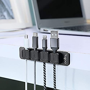 Yugoo Cable Organizer Magnetic, Magnetic Cable Clips, Cable Holder Clips Multipurpose Organizer, Desktop Cord Management for All Wires (2 Pack, Black and White)