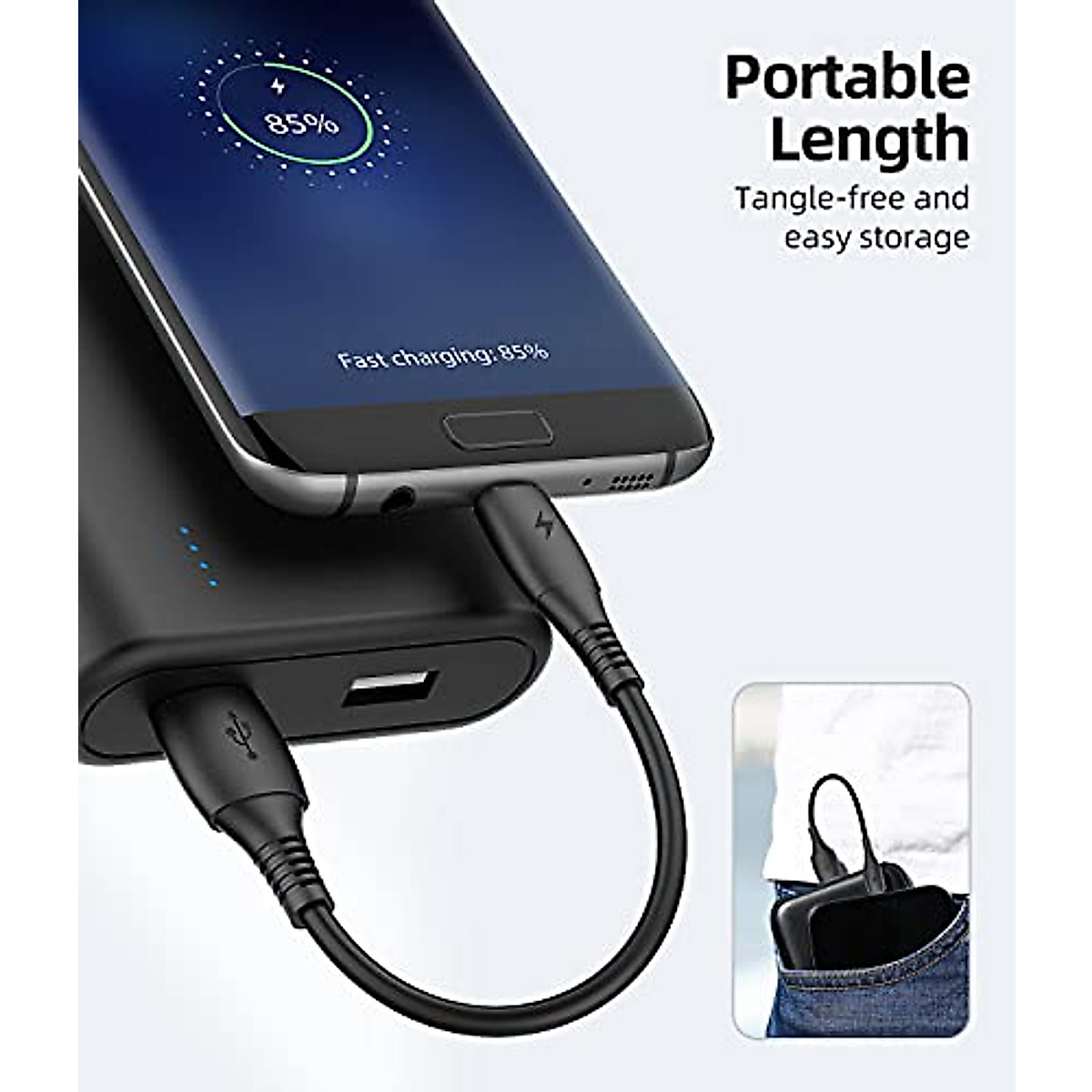 HOTNOW Micro USB Cable 0.5ft 6 inch Short Cords, [3 Pack,0.5FT] Android Charger Durable Short Cable Fast Charging Cord for Samsung Galaxy S7 S6 S7 Edge S5,Note 5,PS4,Power Bank and More