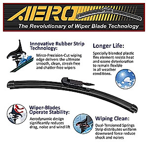 AERO Avenger 28"+28" I&L Pinch Tab Premium All-Season Beam Windshield Wiper Blades OEM Replacement for Ford Edge Escape Focus with Extra Rubber Refill + 1 Year Warranty (Set of 2)
