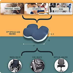 MUDE Seat Cushion,Chair Cushions,Cushion Lab,Seat Cushions for Office Chairs,Car Seat Cushion,Desk Chair Cushion,Wheelchair Cushions,Seat Cushion for Tailbone Pain Relief