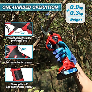 KOMOK Electric Pruning Shears, Professional Cordless Pruning Shears with 2PCS Backup Rechargeable 2Ah Battery Powered Tree Branches Pruner, 30mm 1.2" Cutting Diameter, 6-8 Working Hours