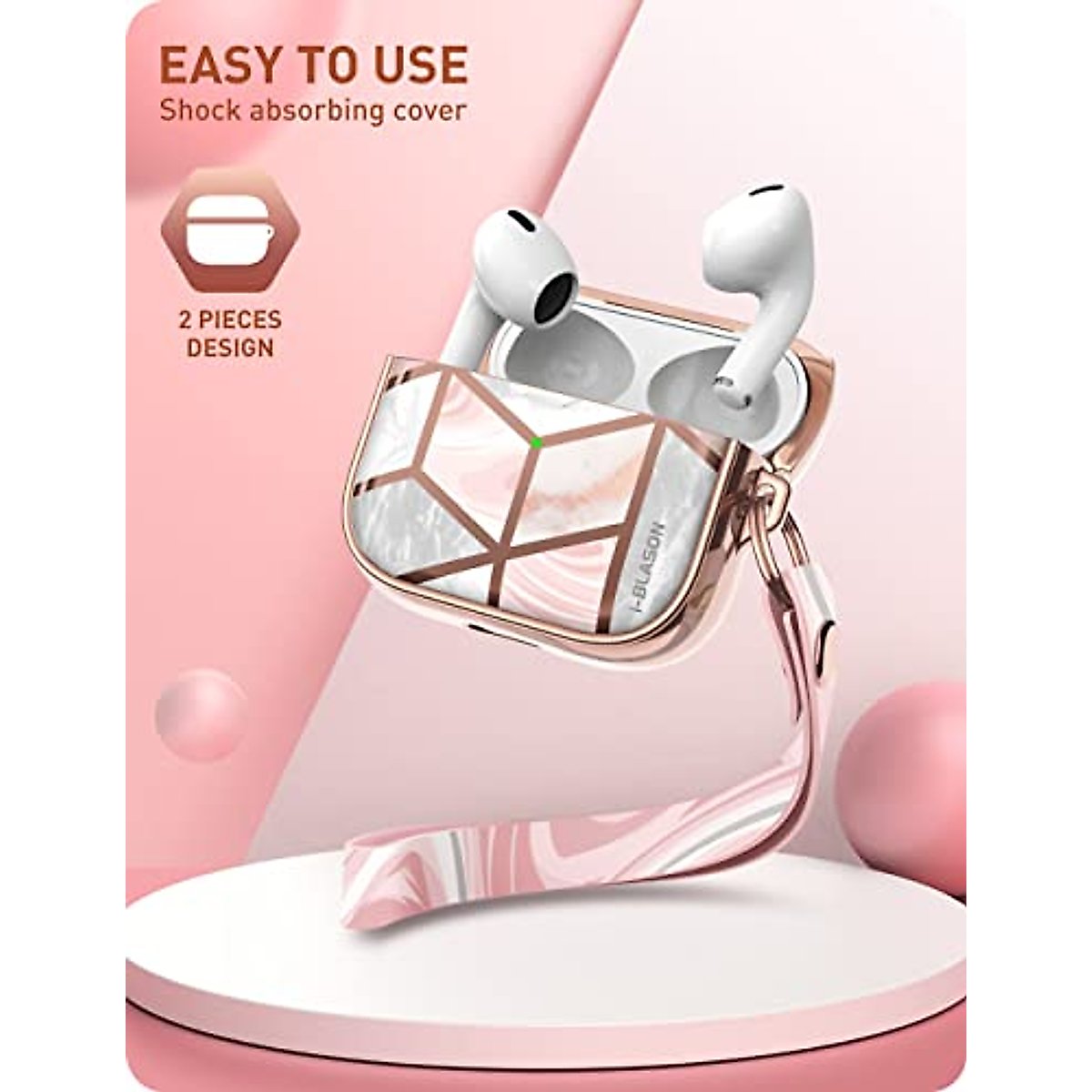 i-Blason Cosmo Series Case Designed for Airpods 3rd Generation Case, 360° Protective Stylish Airpod Case 3rd Generation Cover Compatible with Airpods 3 Case 2021 (Marble)