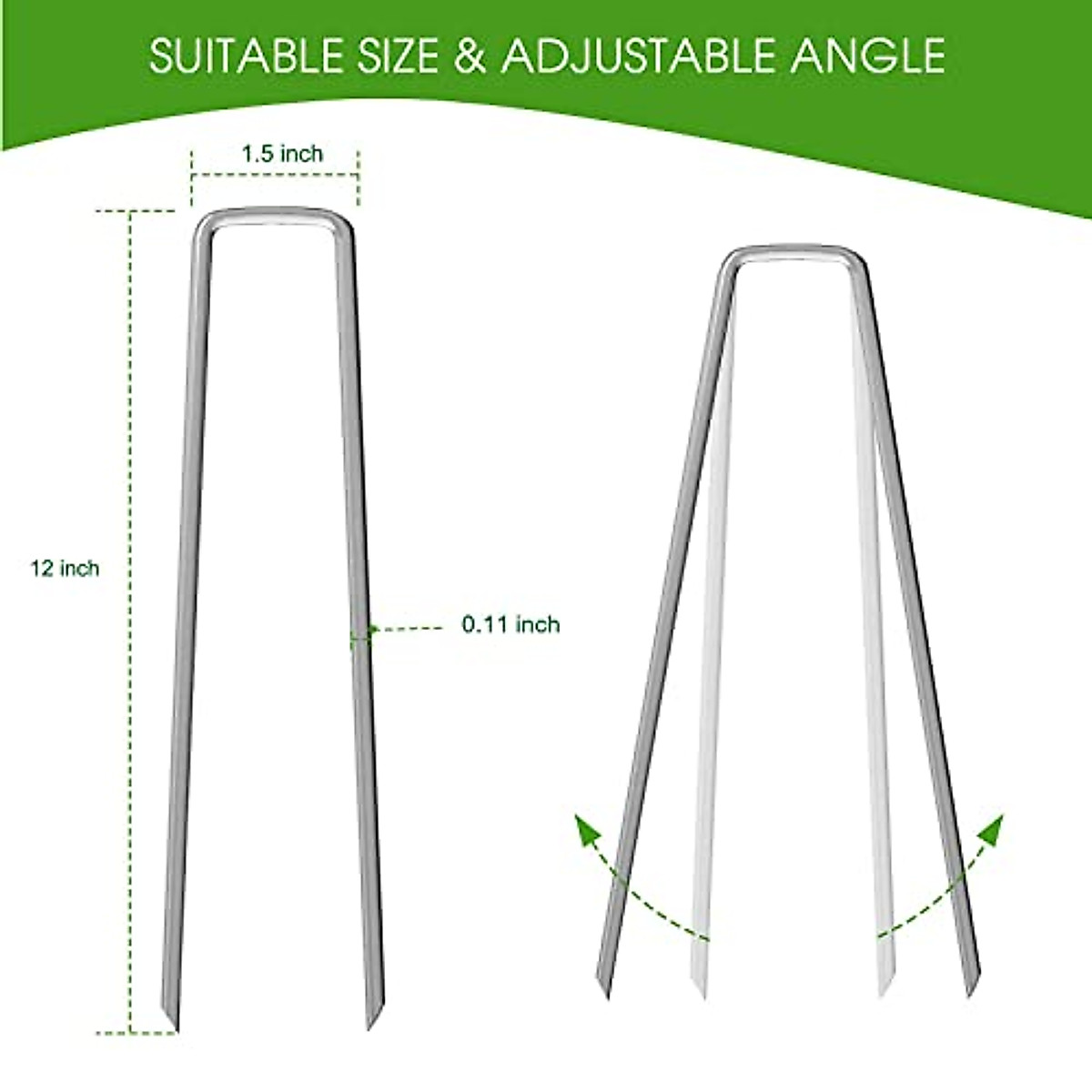 UPMCT 12 Inch Galvanized Garden Landscape Staples Stakes, 25 50 100 PCS Anti-Rust Garden Staples U-Shaped Landscape Pins for Secure Lawn Fabric (25, 12 Inch)