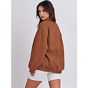 ANRABESS Womens Oversized Fleece Sweatshirts Pullover Teen Girls Crew Neck Casual Hooded Sweatshirt Fall Halloween Outfit Clothes for Preppy 1019jiaotang-M Caramel