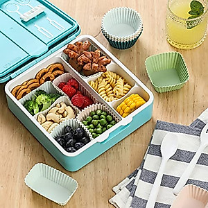 48 Pack Silicone Cupcake Liners, 3 Shapes of Standard Round & Square & Rectangle - Reusable Non-Stick Muffin Cups for Baking, Multicolor Bento Lunch Box Dividers - Non-Toxic, BPA Free, Dishwasher Safe