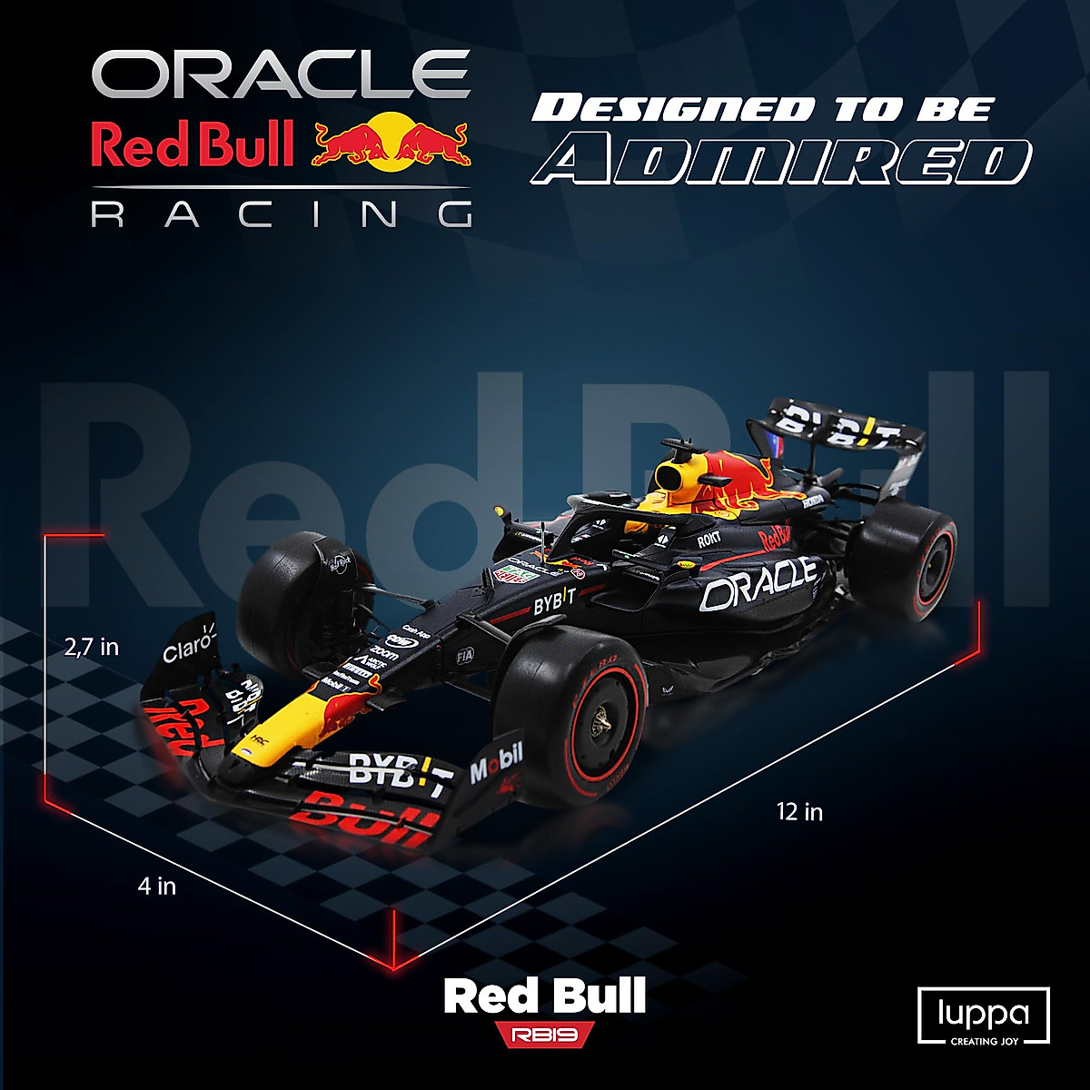LUPPA Formula 1 RB Model Kit - 1:18 Scale Racing F1 RB19 Model Inspired by Checo Pérez & Max Verstappen Building kit, Collectible diecast, 140 Pieces