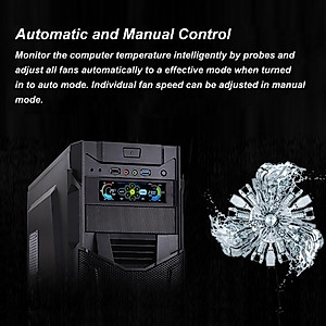 Wscoficey Fan Controller Temperature Monitor Automatic Speed Control LCD Front Panel STW 5.25" 5 Channel Touchscreen for Computer Cooling Fans