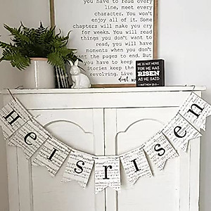 He Is Risen Easter Decorations For The Home, Religious Wooden Table Signs Block Christian Easter Decor, Farmhouse Easter Decor For Tiered Tray, Rustic Easter Gifts For Family Office Classroom