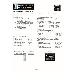 Mighty Max Battery 12V 35AH SLA Internal Thread Replacement for Ritar RA12-33