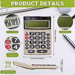 4 Pcs Desktop Calculator Bulk 12 Digit with Large LCD Display and Big Buttons Office Desktop Calculator with Sensitive Button Battery Dual Power for School Student
