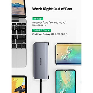 GPPZM USB C Hub 10 in 1 USB Type C to HDMI 4K USB 3.0 VGA PD 3.5mm Full Function Hub
