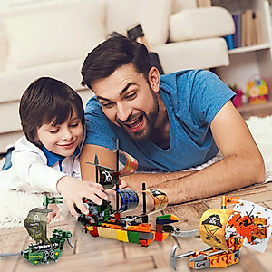 WODMAZ 12PCS PreFilled Easter Eggs with Pirate Ship Building Blocks, Surprise Eggs Filled Pirate Ship Toys Set for Easter Basket Stuffers, Easter Basket Filler, Easter Egg Hunt Classroom Prize Events