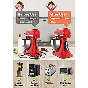 Cord Organizer for Small Kitchen Appliances: 10 Pack Upgraded Cord Wrapper Cord Holder with Reusable Cable Ties, Power Cord Keeper Stick on Mixer, Blender, Coffee Maker, Pressure Cooker and Air Fryer