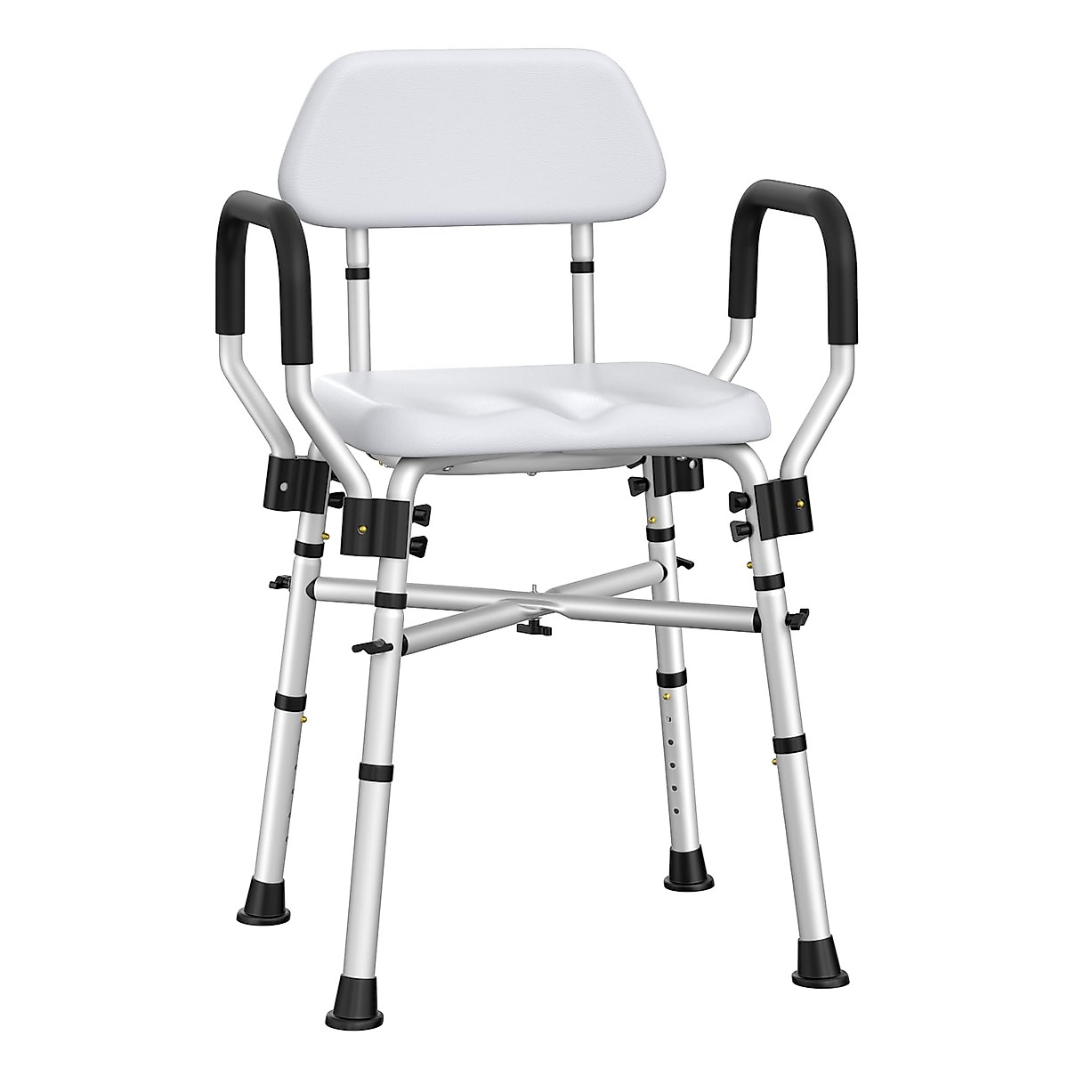 WAYES Padded Shower Chair with Arms and Back - Bariatric Shower Chair, Up to 500 Lbs, Heavy-Duty, Adjustable
