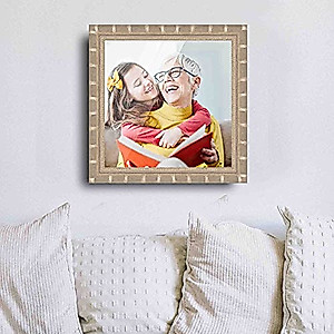 7x7 Frame Silver Real Wood Picture Frame Width 1.5 Inches | Interior Frame Depth 0.5 Inches | Beechey Bamboo Photo Frame Complete with UV Acrylic, Foam Board Backing & Hanging Hardware