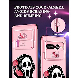 Goocrux for Google Pixel 7 Pro Case Skeleton for Women Girls Cute Skull Phone Cover Gothic Design Aesthetic with Slide Camera Cover Funny Goth Cool Cases for Pixel 7 Pro 5G 6.7 inch