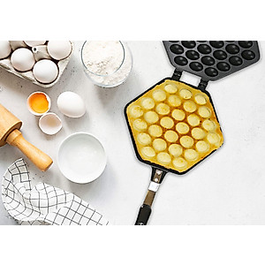 Bubble Waffle Maker Pan by StarBlue with FREE Recipe ebook and Tongs - Make Crispy Hong Kong Style Egg Waffle in 5 Minutes