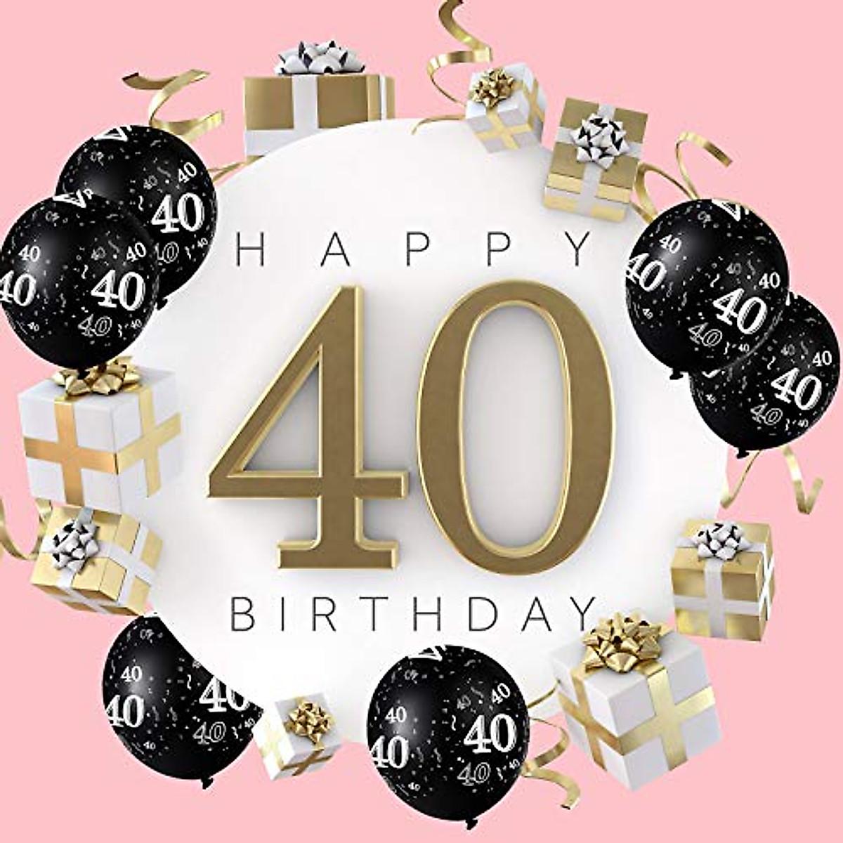 36 Pieces 40th 50th 60th 70th Birthday Party Latex Balloons Black Number Printed Balloons for Party Decoration Supplies (40th)