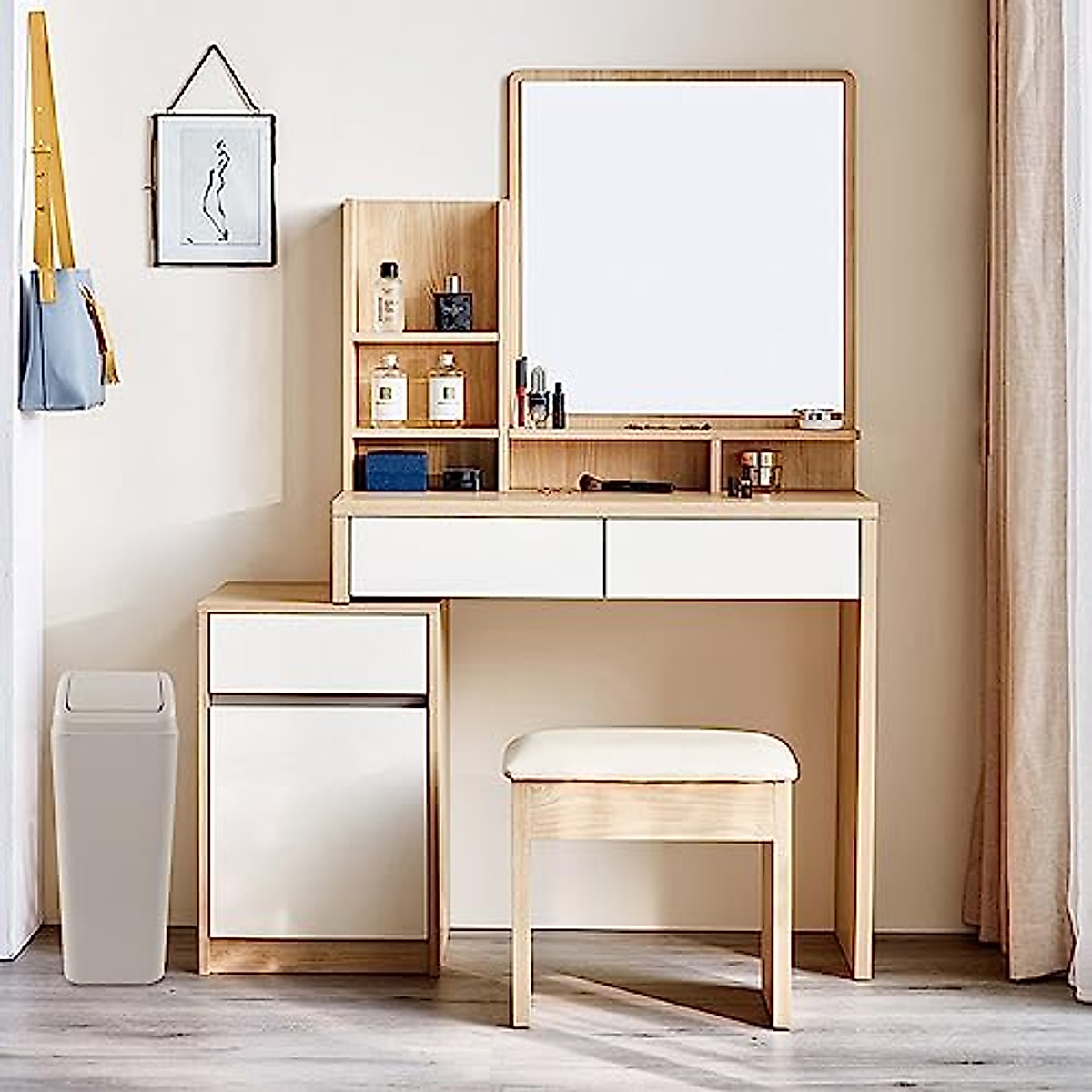 Ramddy Slim Trash Can, 14 Liter Modern Swing Garbage Bin