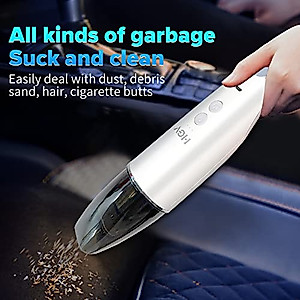 DQR HGV Handheld Mini Car Vacuum Cleaner Absorbing Pressure 150W 15000pa Rechargable in-car HEPA Filtration Car Vacuum (White)