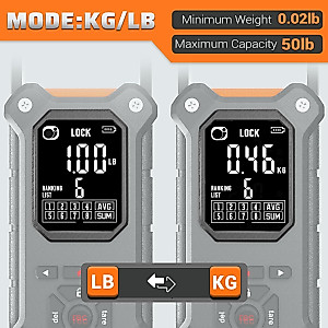 SNAIL TRAIL Fish Scale with Lip Gripper, 50 lbs Tournament Bass Scale with 8 Storage Bins, Digital Fishing Weight Scale with Hook & Clamp, High Contrast Hanging Weigher for Boat, Fishing Gifts for Men