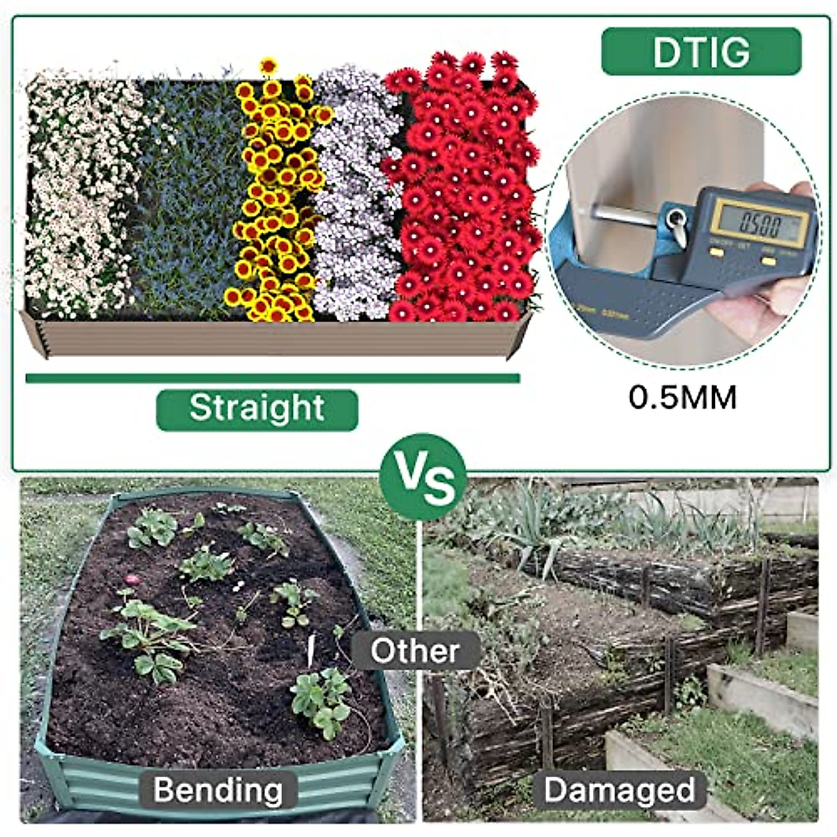 Galvanized Raised Garden Bed Kit For Outdoor , Vegetables , Flowers , Herbs , Steel Large Deep Root Tall Planter Box with 1Pc Gloves and Metal Fix Stake , Brown 6×3×2FT