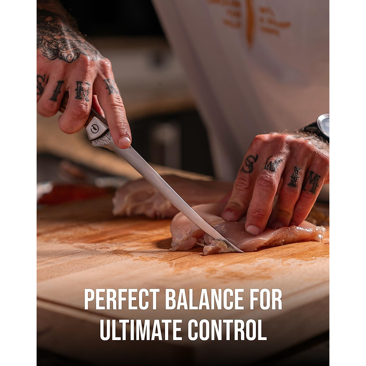 The Cooking Guild Fillet Knife - 7 Inches - Grizzly Series - High Carbon Stainless Steel Boning Knife - Rosewood Handle Knife Filet - Deboning Knife Filet for Meat & Fish