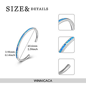 WINNICACA Opal Bracelet Sterling Sliver Blue Fire Opal Bracelets Cuff Bangle Bracelet Jewelry Gifts for Women Her Mom Girlfriend Daughter Wife Anniversary Birthday Gifts Ideas