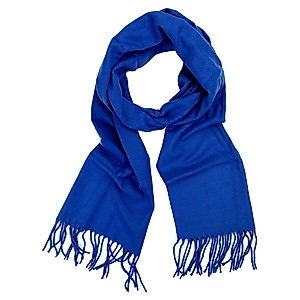 Plum Feathers Rich Solid Colors Cashmere Feel Winter Scarf royal blue