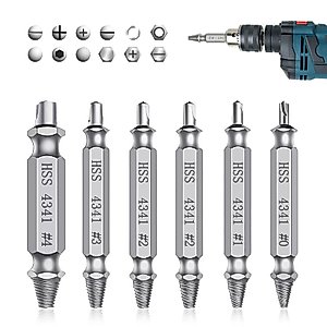 Damaged Screw Extractor Set- 6Pcs Double Head Drills with Storage Box, Screw Extractor Kit Made of Authentic 4341 Steel, Premium Stripped Screw Removal Tool for Easy Removal Rusted hardware- Samest