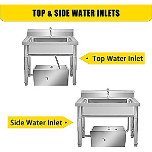 CUTPOIY Commercial Restaurant Grease Trap, Filter Water and Oil Kitchen Catering Grease Trap, Stainless Steel Sewage Small
