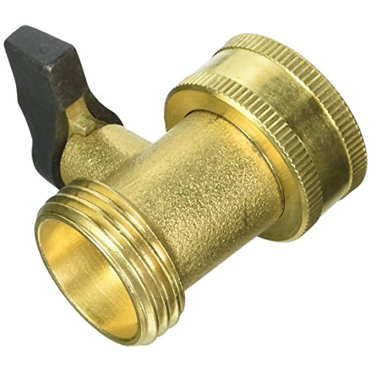 E-zoe 03V Heavy Duty Brass Garden Hose Connector with Shut Off Valve Single Brass Water Hose Parts 3/4 Inlet and Outlet Thread with Comfort Grip to Control Water Flow
