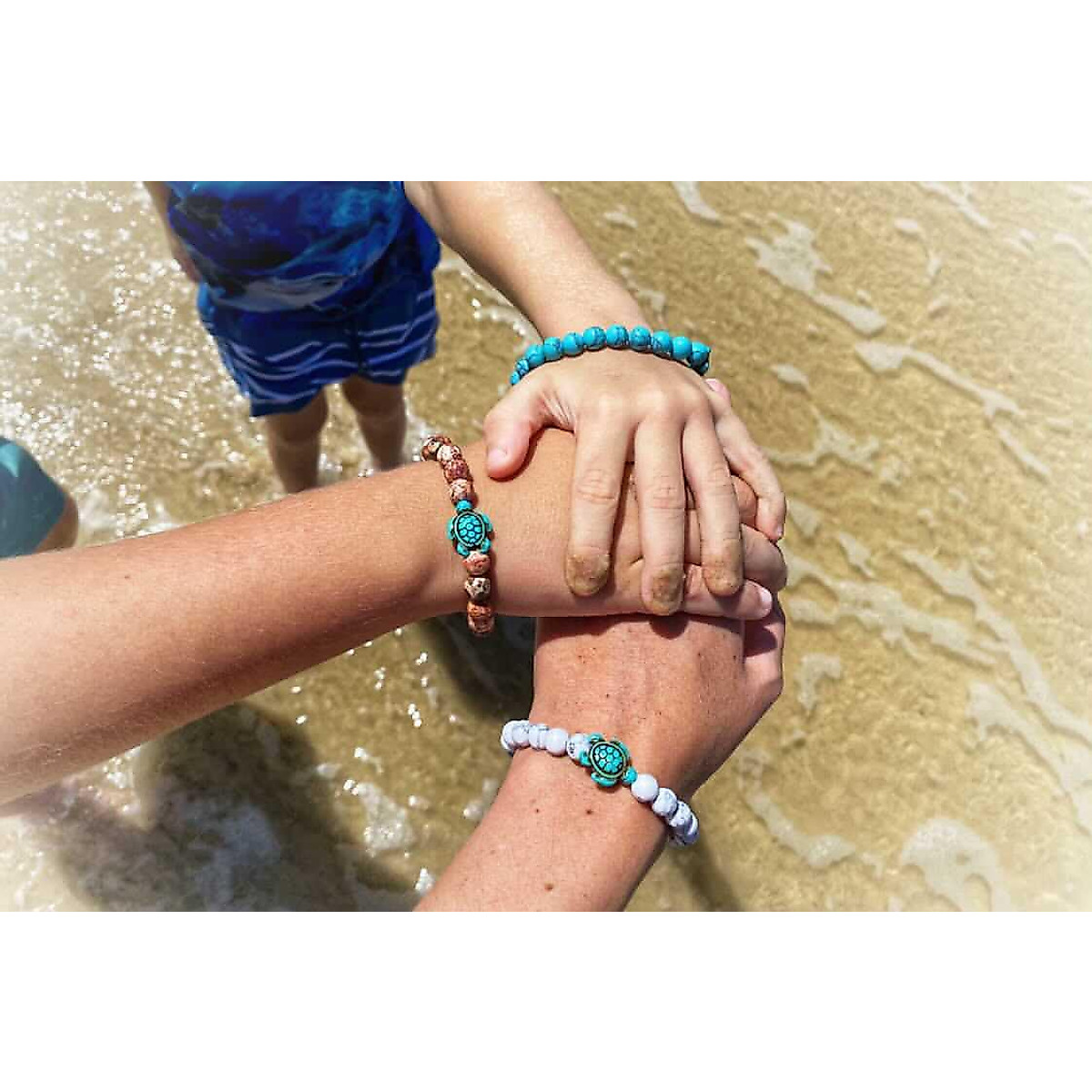 Fahlo Sea Turtle Tracking Bracelet, Elastic, Supports The Sea Turtle Conservancy, one Size fits Most for Men and Women (Crystal Blue)