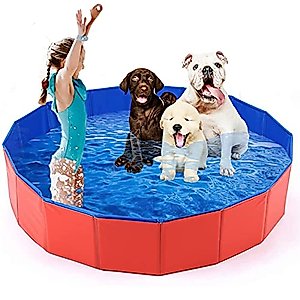 mcgrady1xm Collapsible Pet Dog Bath Pool, Kiddie Pool Hard Plastic Foldable Bathing Tub PVC Outdoor Pools for Dogs Cat Kid